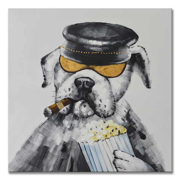 100% handmade Cigar Dog with popcorn 32x32Inch (80x80cm) – 7wallarts